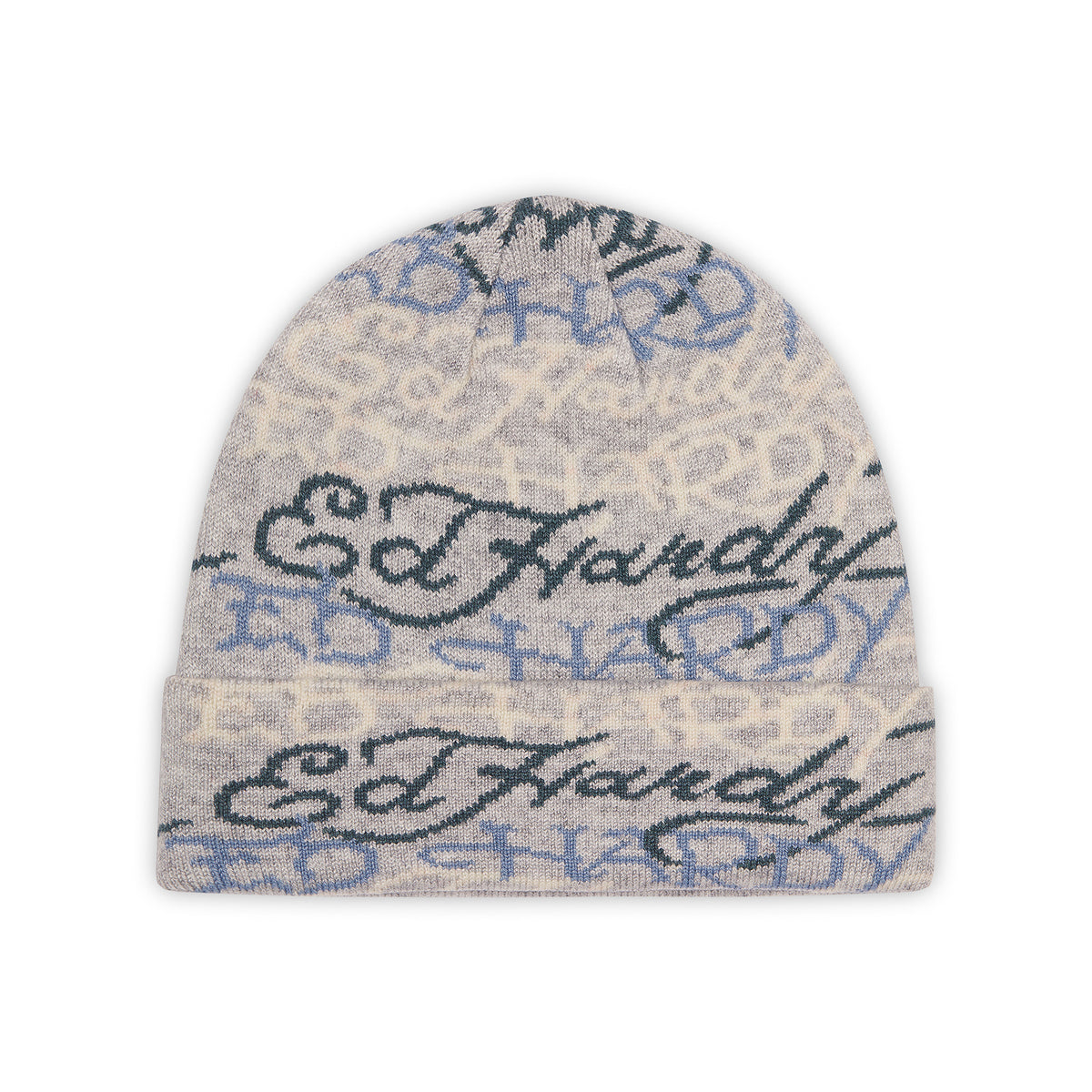 Unisex Multi Logo Beanie Hat - Pearl Blue – Ed Hardy Europe