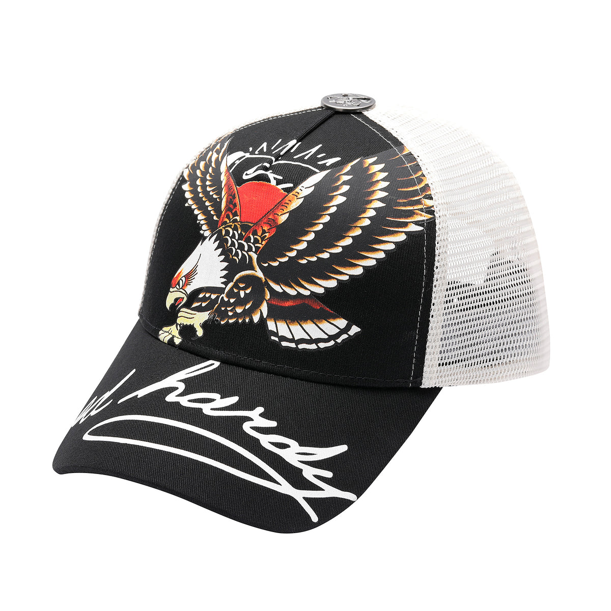 Unisex Soaring Eagle Ed Hardy Script 5 Panel Cap - Black/Bluewash – Ed ...