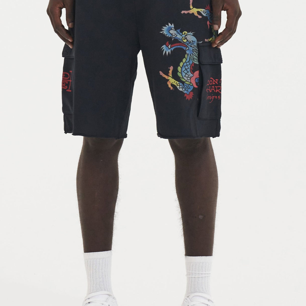 Mens Crawling Dragon Sweat Cargo Shorts - Black – Ed Hardy Europe