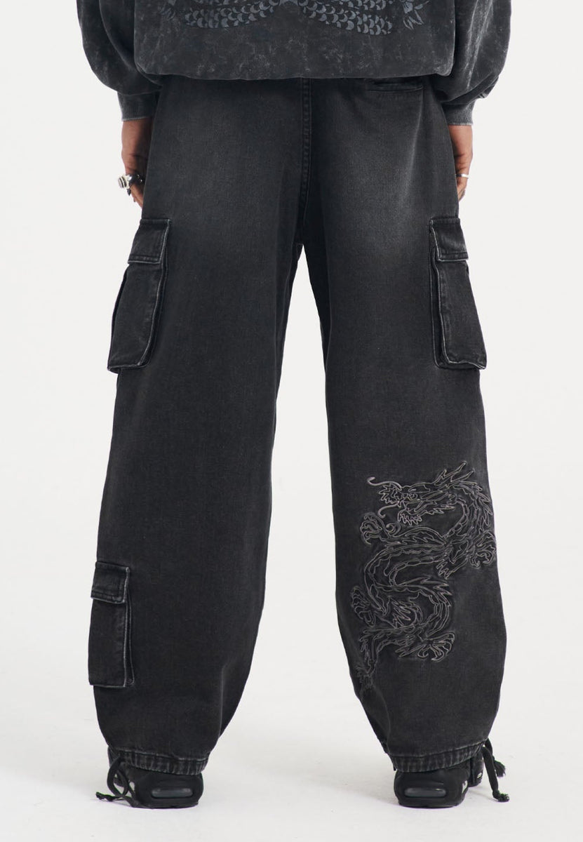 Mens Drag Cargo Denim Trousers Jeans - Black – Ed Hardy Europe