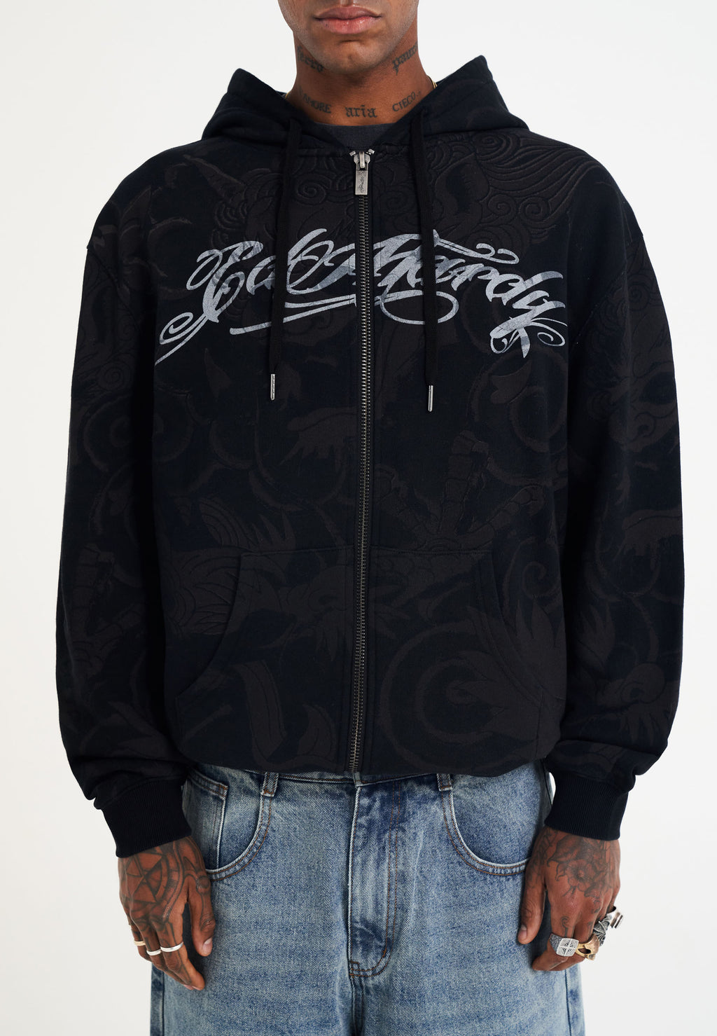 Mens Drag Shadow Zip Thru Hoodie - Black – Ed Hardy Europe