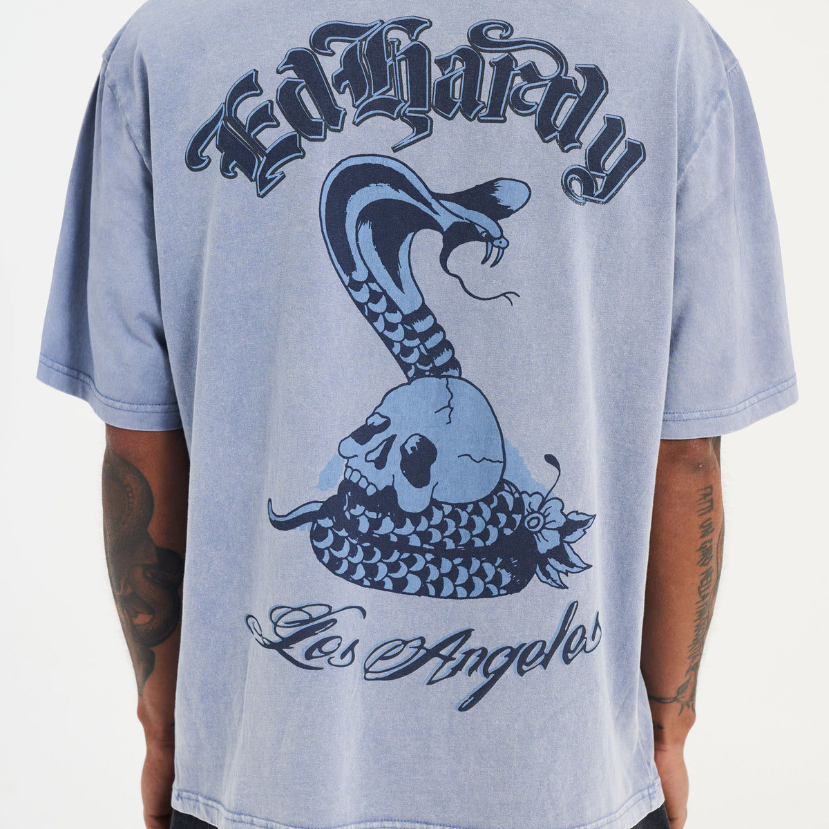 Mens Snake And Skull Acid Relaxed Tshirt - Blue – Ed Hardy Europe
