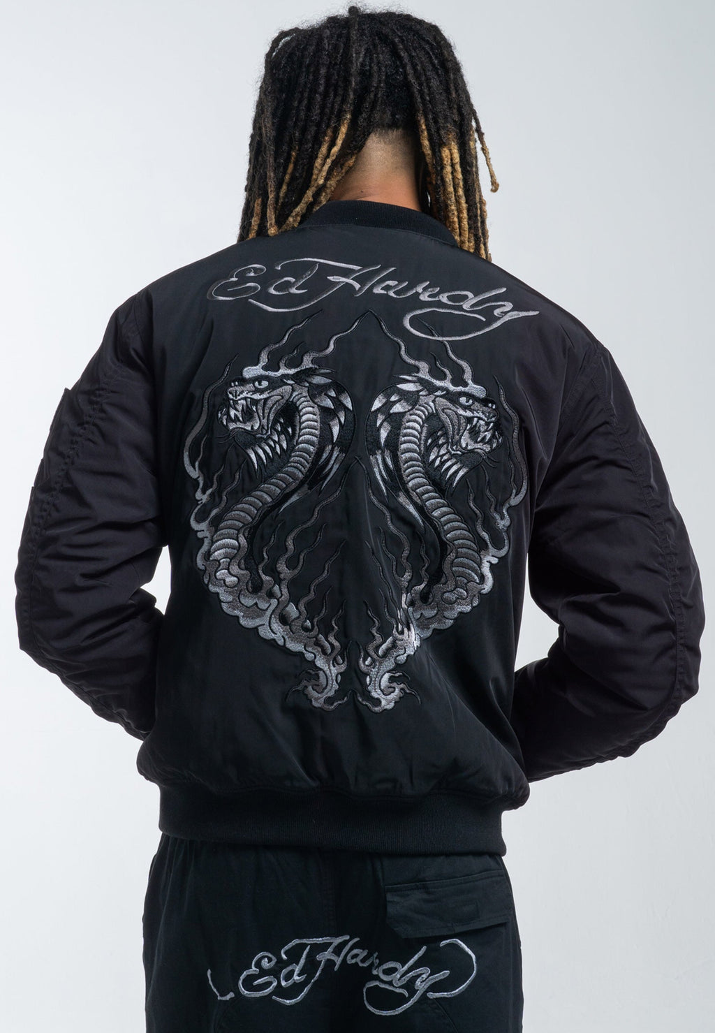 Mens Tonal Double Venom Ma1 Bomber Jacket - Black – Ed Hardy Europe