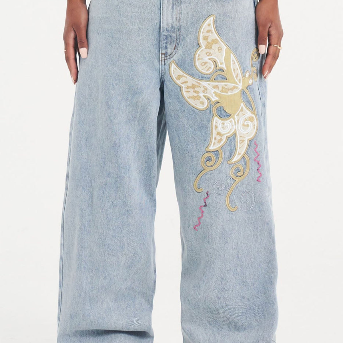 Womens Antique Butterfly Xtra Denim Trousers Jeans - Mid Blue – Ed ...