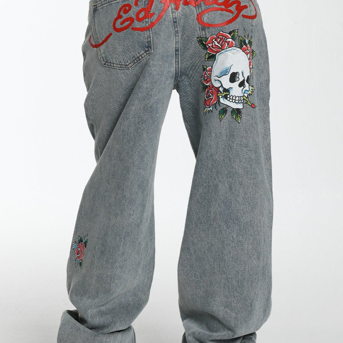Womens Blooming Death Relaxed Denim Trousers Jeans - Blue – Ed Hardy Europe