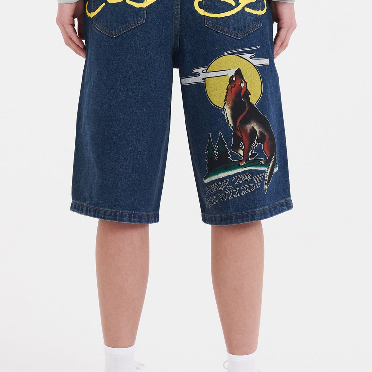 Womens Born Wild Relaxed Denim Jorts Shorts - Indigo – Ed Hardy Europe