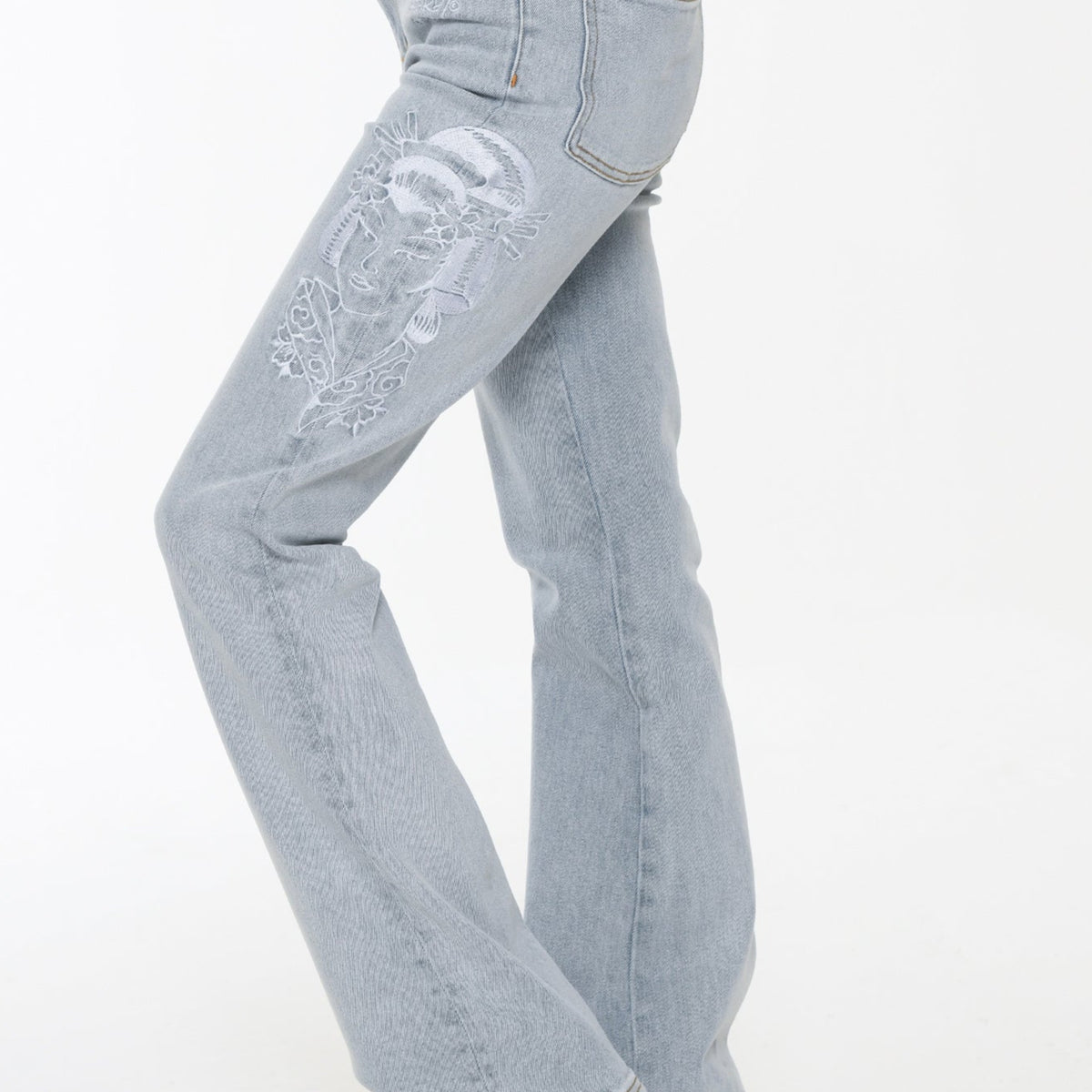 Womens Geisha Mirror Flared Denim Trousers Jeans - Blue – Ed Hardy Europe