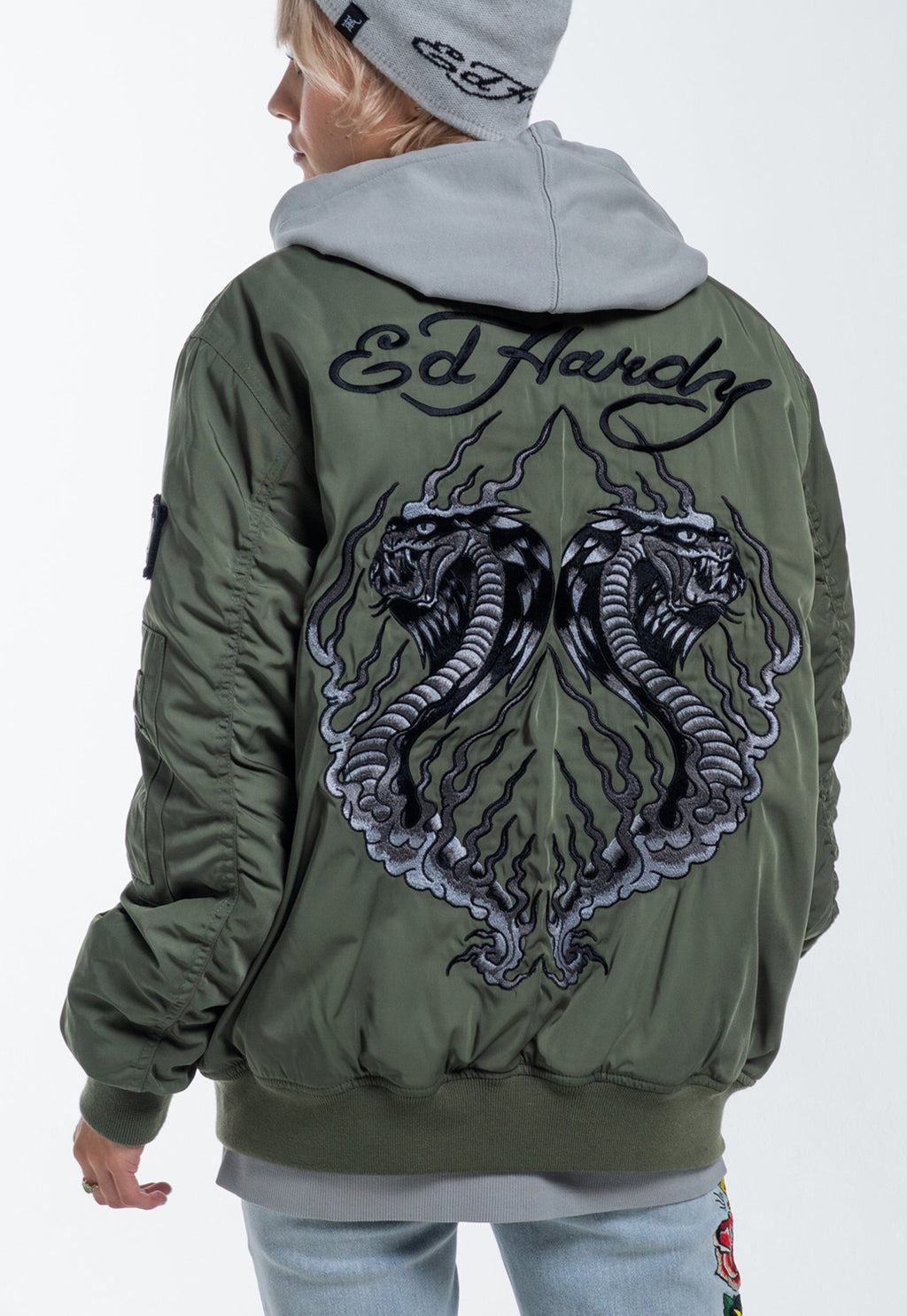Tonal Double Venom Ma1 Bomberjacke für Damen – Khaki – Ed Hardy Europe