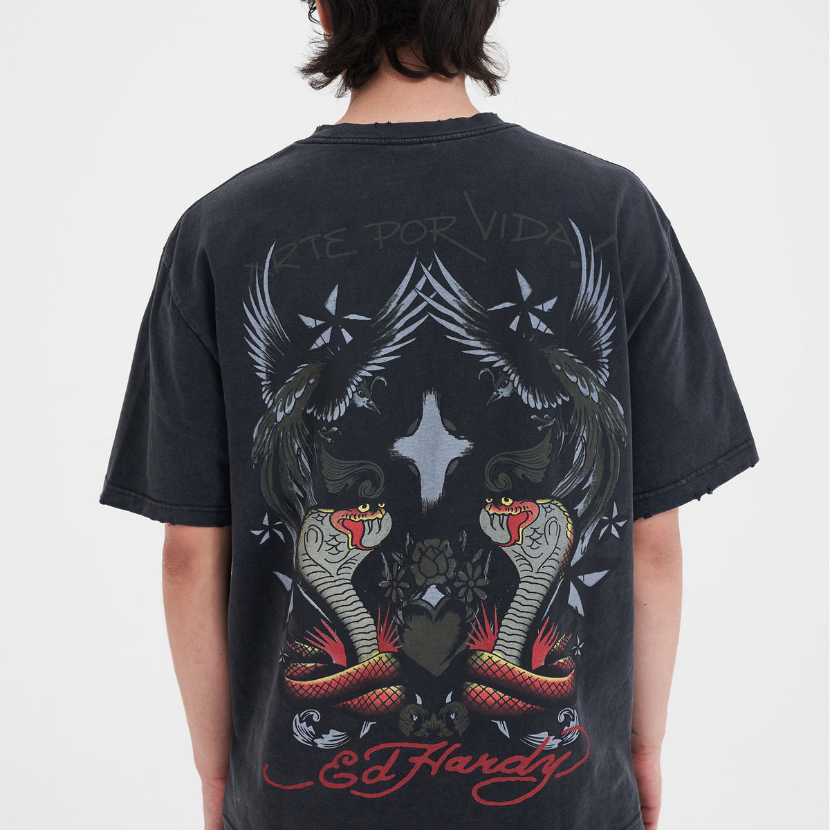 Mens Cobra Rising Relaxed T-Shirt - Charcoal – Ed Hardy Europe