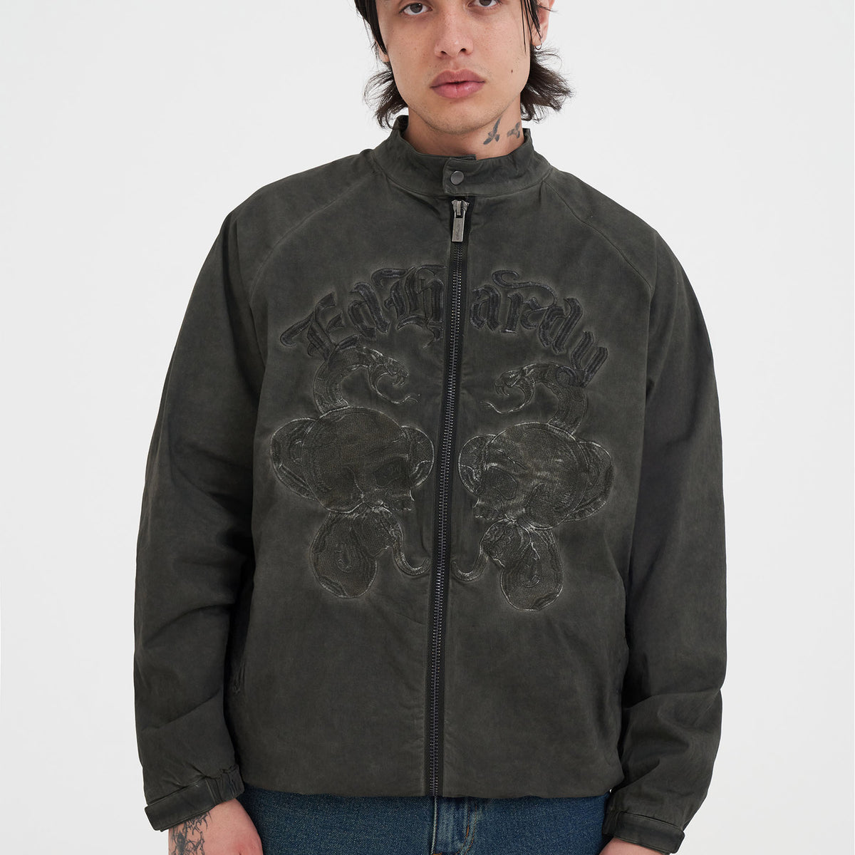 Mens Skull And Snake Poly Jacket - Green – Ed Hardy Europe