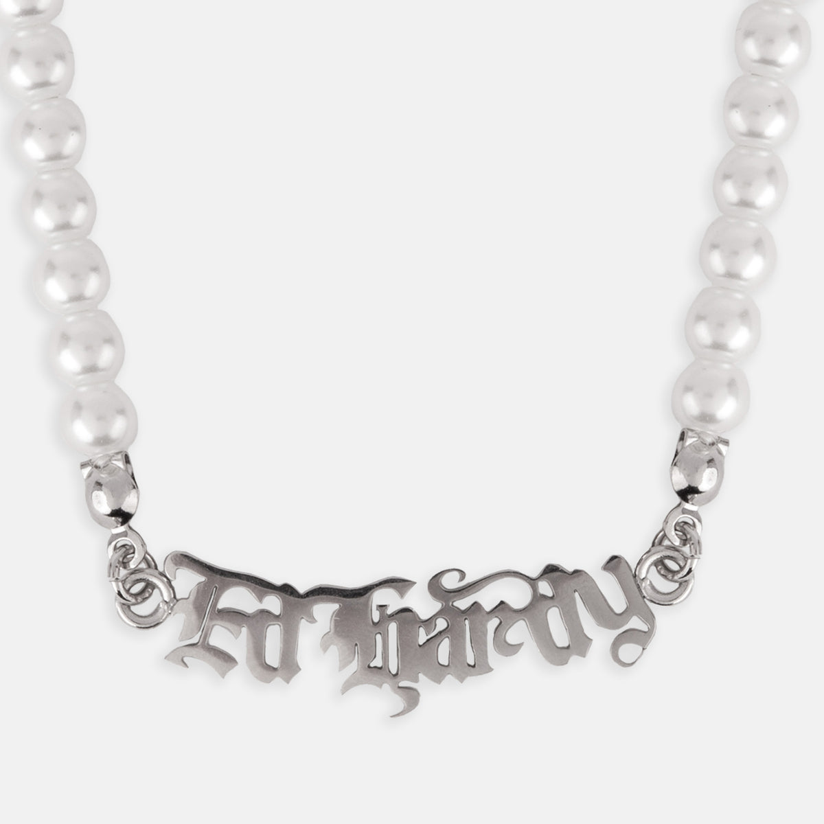 Stainless Steel Gothic Logo Pearl Necklace - Silver – Ed Hardy Europe